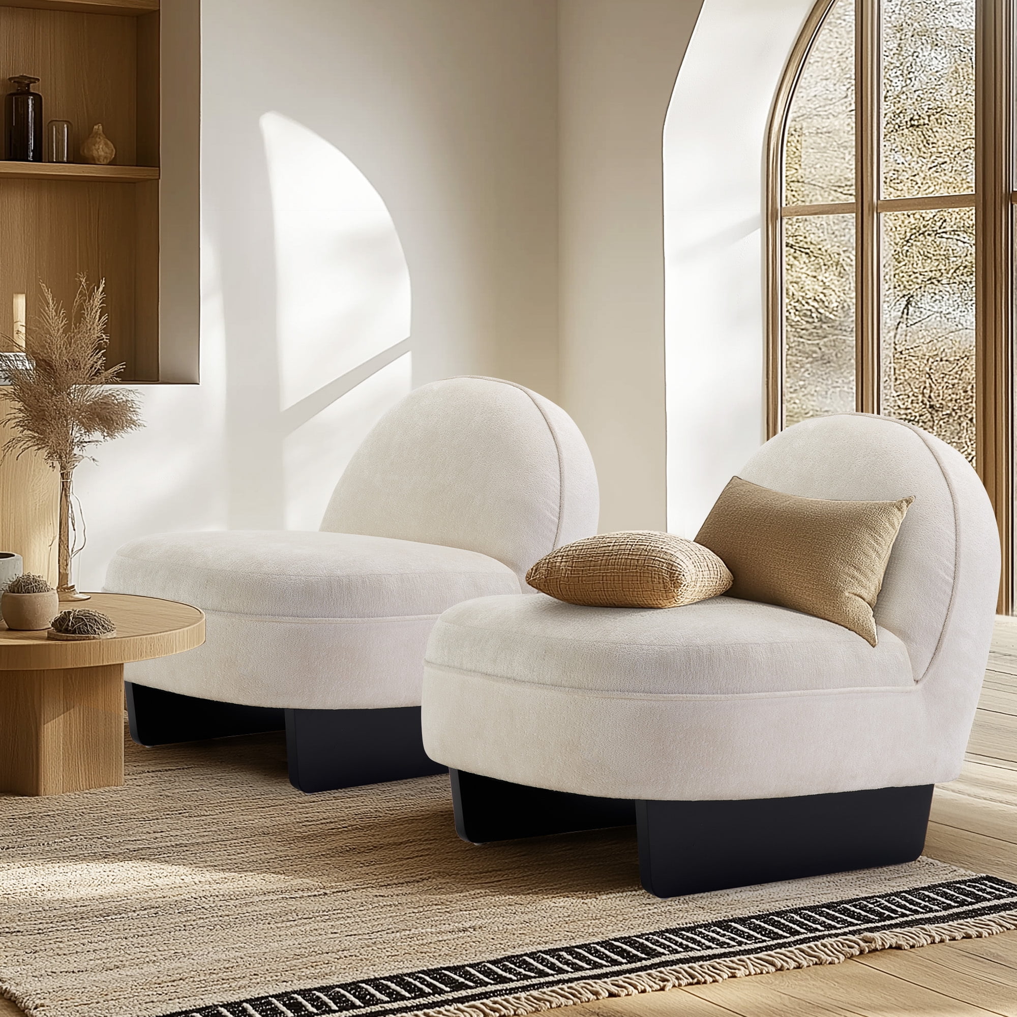 Soges 2 Pack Modern Accent Velvet Slipper Chair, Set of 2 Upholstered ...