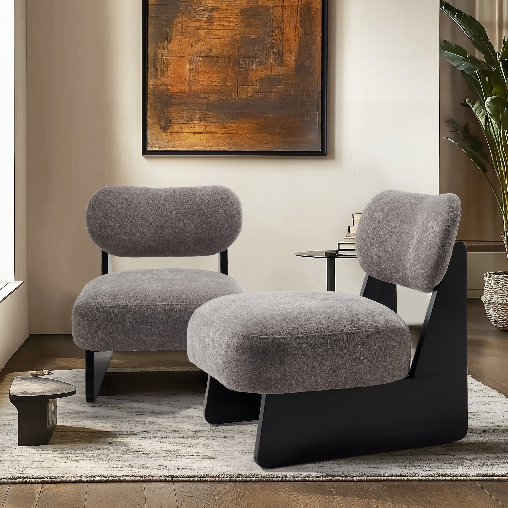 Soges 2 Pack Modern Accent Velvet Slipper Chair, Set of 2 Upholstered ...