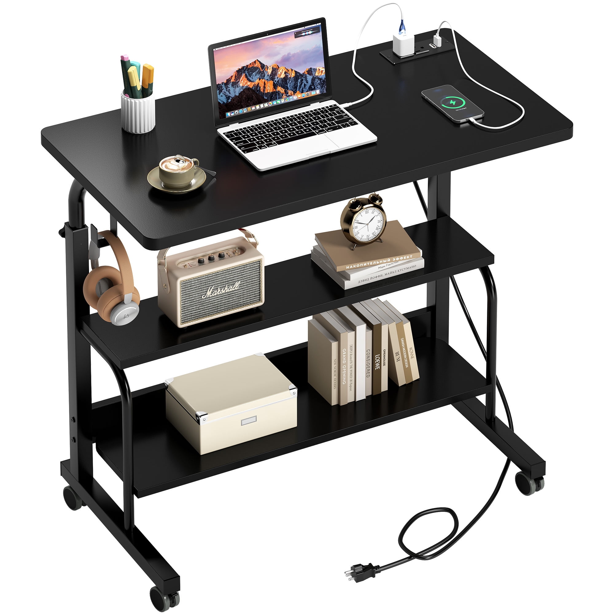 Soges 31.5" Height Adjustable Computer Desk with Charging Station ...