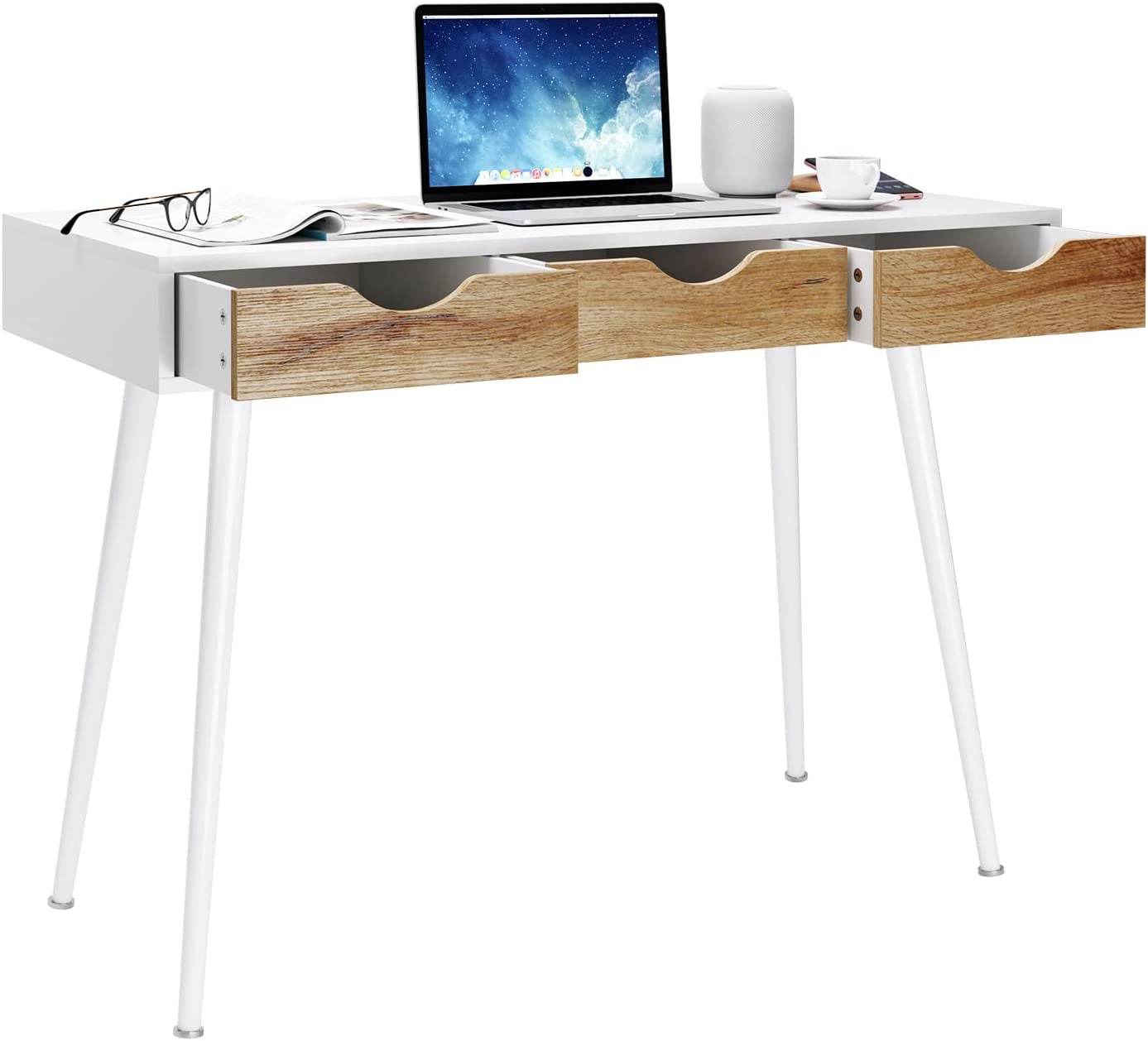 Soges 43.3 inchs Computer Desk, Modern Writing Workstation, Laptop ...