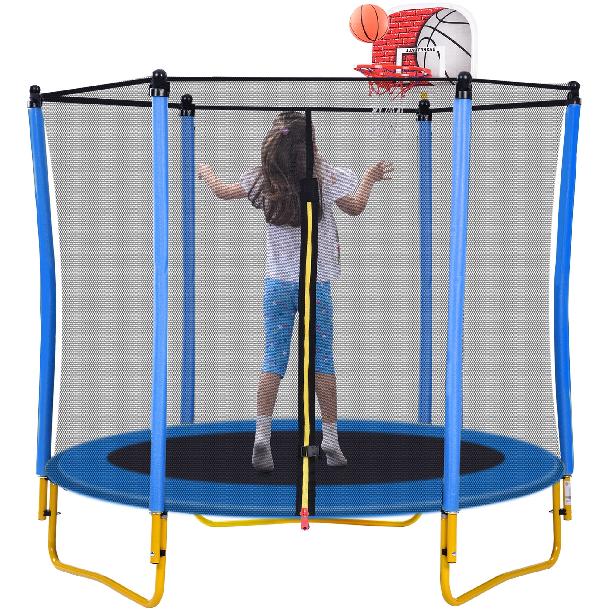 Soges 5.5FT Trampoline for Kids, 65“ Indoor/Outdoor Trampoline with 360 ...