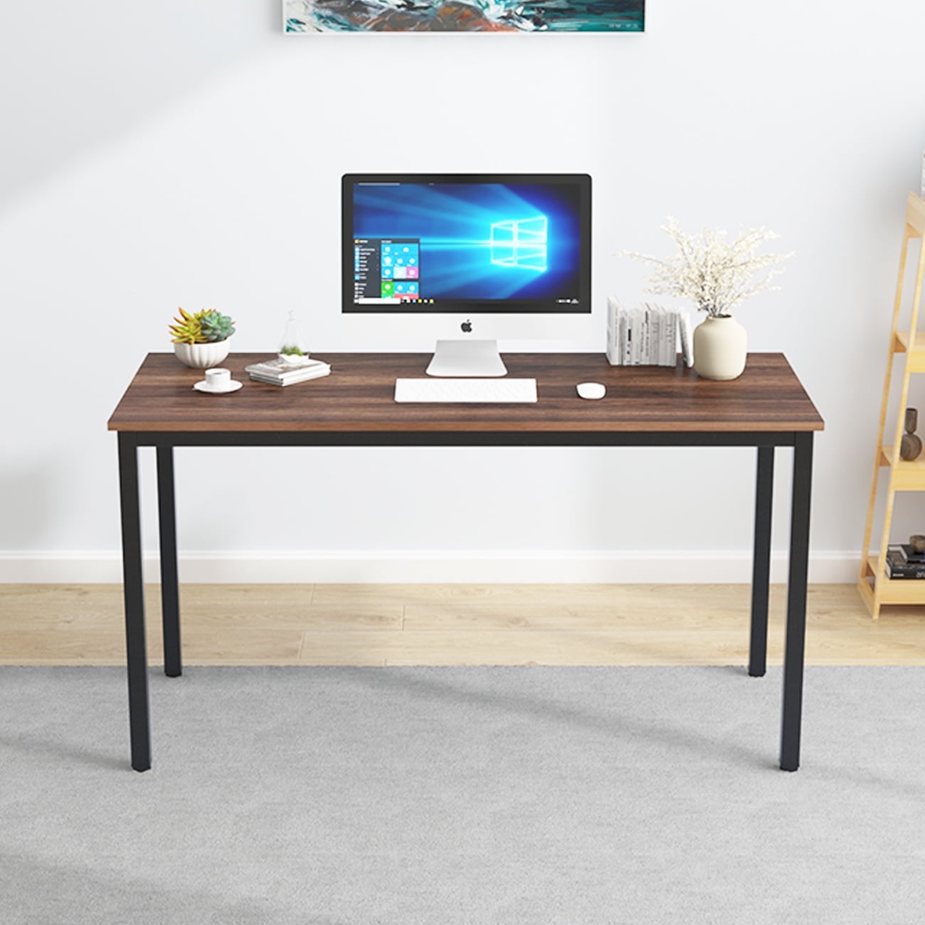 Soges 55 inches Large Computer Desk, Wood Office Desk Workstation Table ...