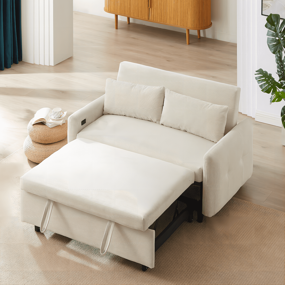 Soges 57.5" Pull-out Sofa Bed Convertible Couch 2 Seat Loveseat Sofa ...