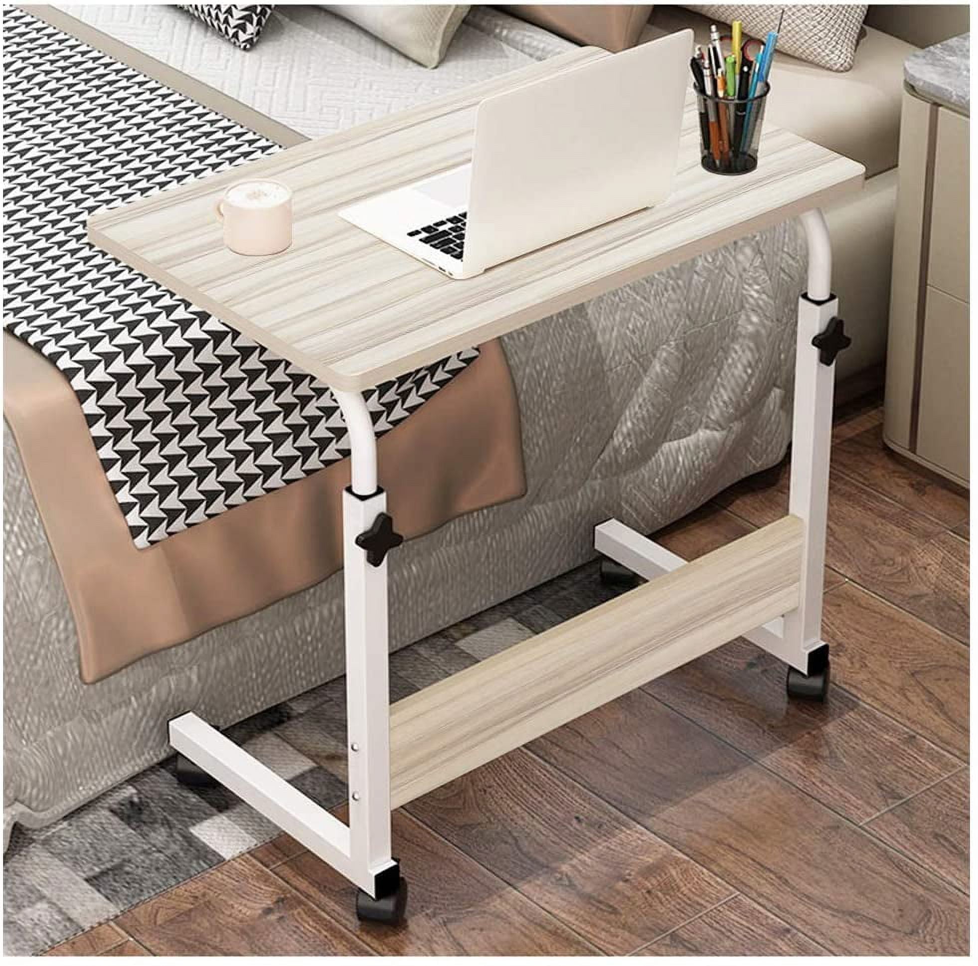 Soges Adjustable Bedside Workstation - Side Table with Wheels, Movable ...