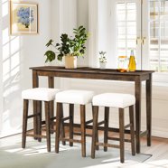 SESSLIFE 4-Piece Counter Height Bar Table Set, 3 Stools with Storage ...