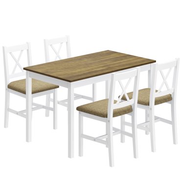 TMS Lucca 5-Piece Sturdy Kitchen Dinette Set, Indoor Dining Room Table ...