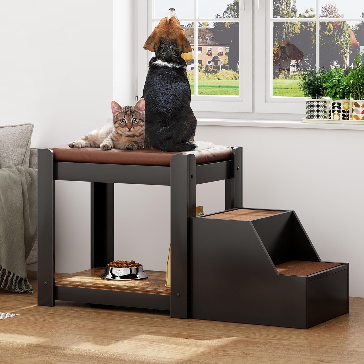 Soges Dog Window Perch with Stairs, Large Dog Window Seat for Home with ...