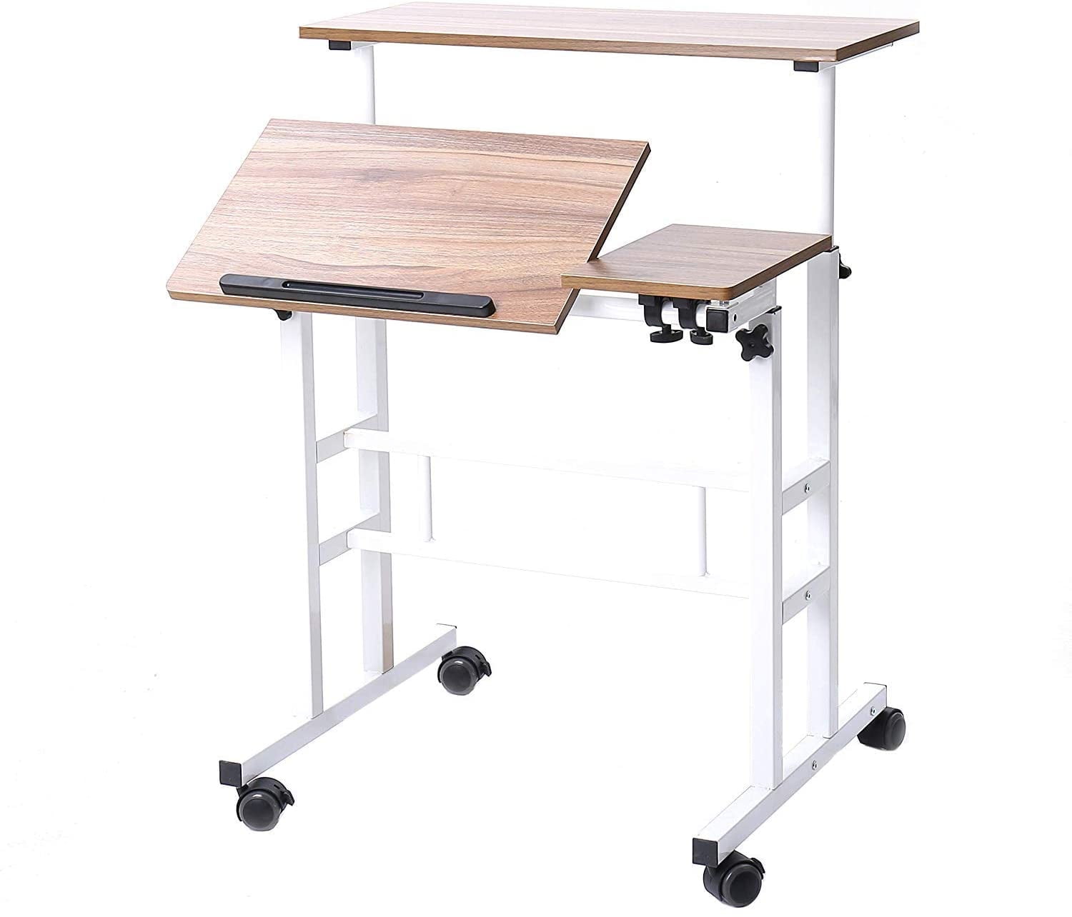 Soges Adjustable Computer Desk, Rolling Movable Office Workstation, Sit ...