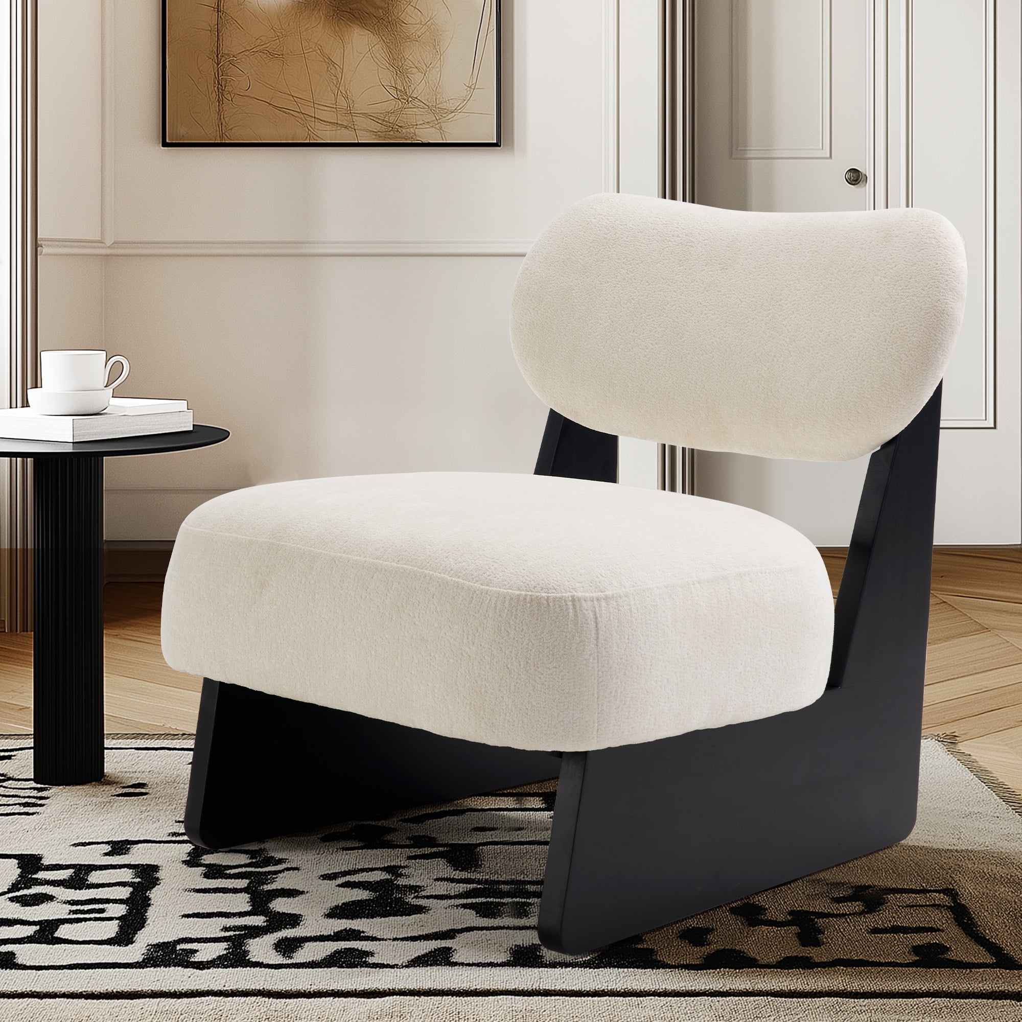 Soges Modern Accent Velvet Slipper Chair, Upholstered Armless Chair ...