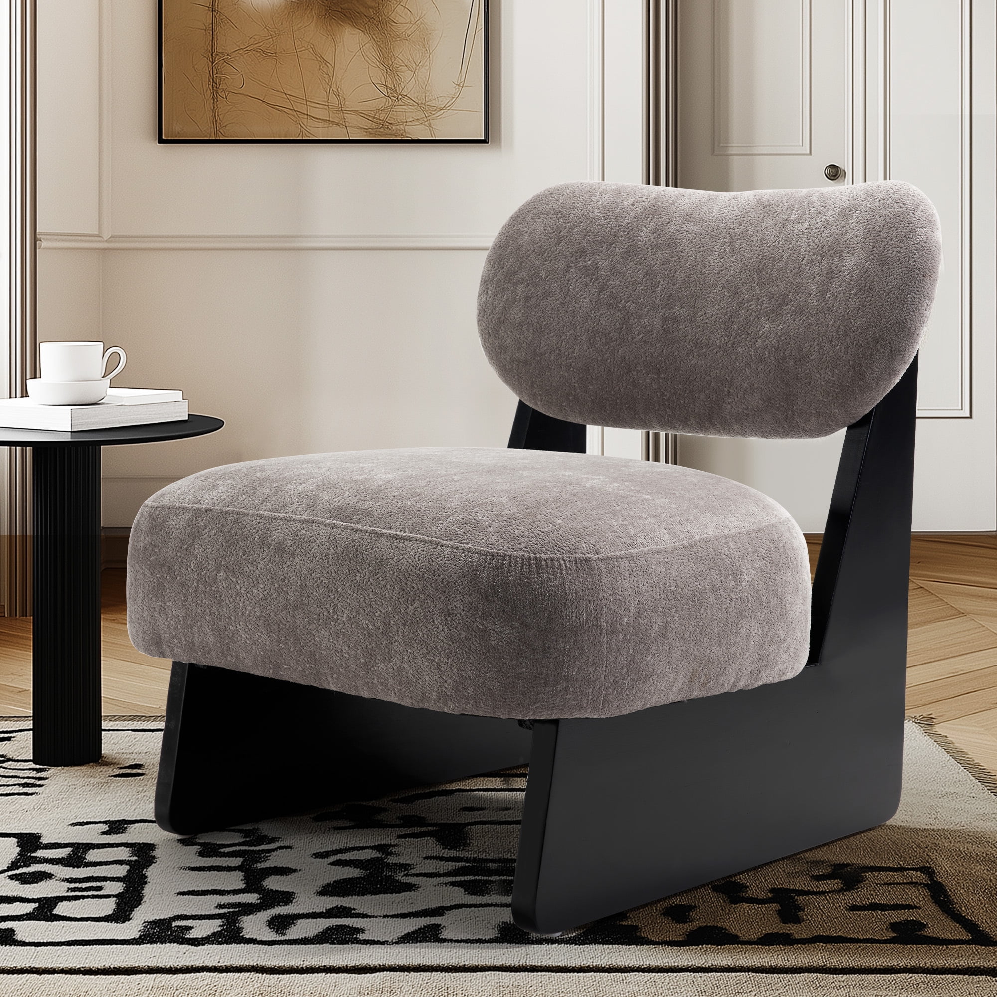 Soges Modern Accent Velvet Slipper Chair , Upholstered Armless Chair ...