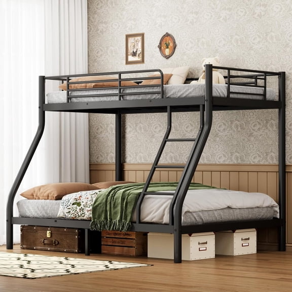 Twin over Twin Metal Bunk Bed with Ladder, Heavy Duty Steel Frame, No ...