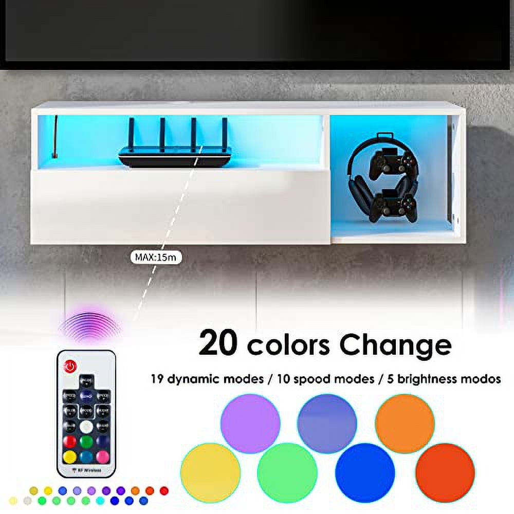 SogesHome 39'' Floating TV Stand with LED Lights, Wall Mounted ...