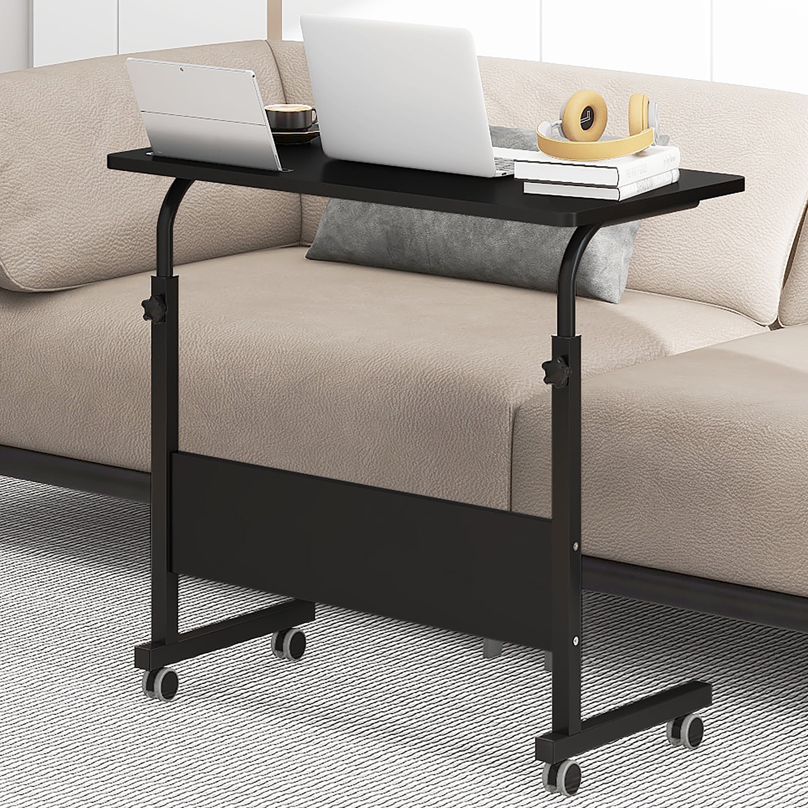 "SogesPower 31.5"" Portable Rolling Bedside Table, Adjustable & Movable ...