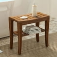 SogesPower Wooden Bamboo Shower Bench, Non-Slip Bathroom Stool with ...