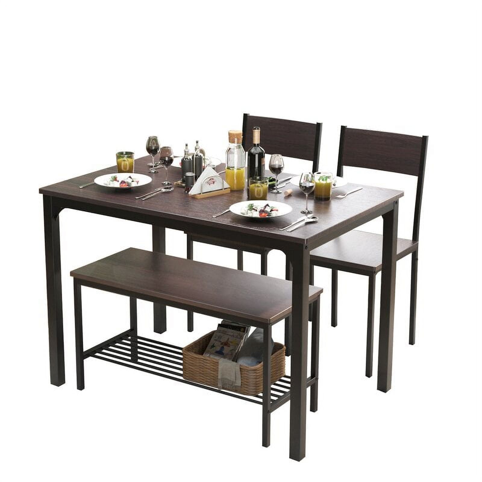 SogesPower Dining Table Set for 4, Kitchen Table with 2 Chairs and 1 ...