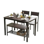 Gymax 4-Piece Kitchen Furniture Set - Rustic Rectangular Dining Table ...