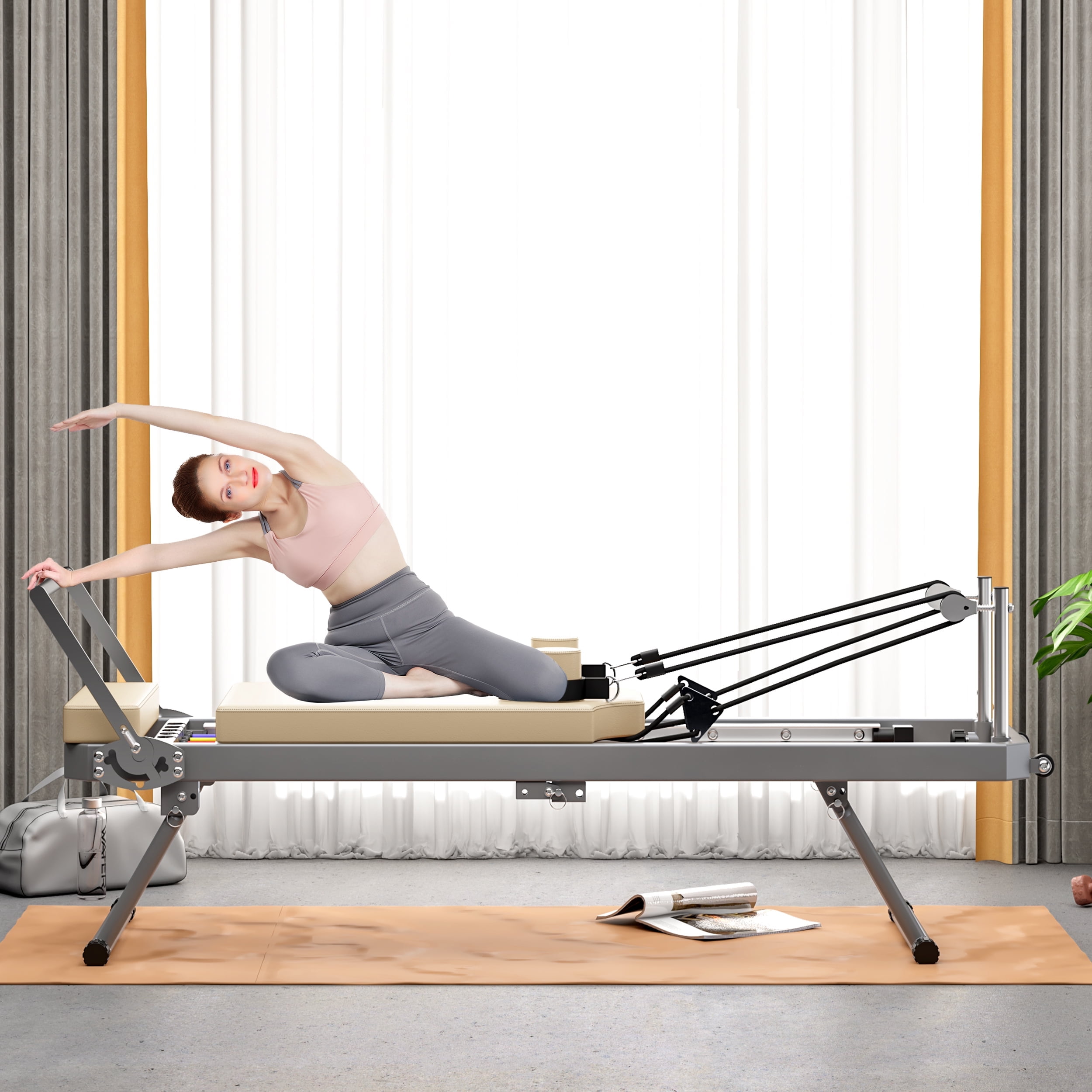 SogesPower Foldable Pilates Reformer Machine for Home Gym Workout ...