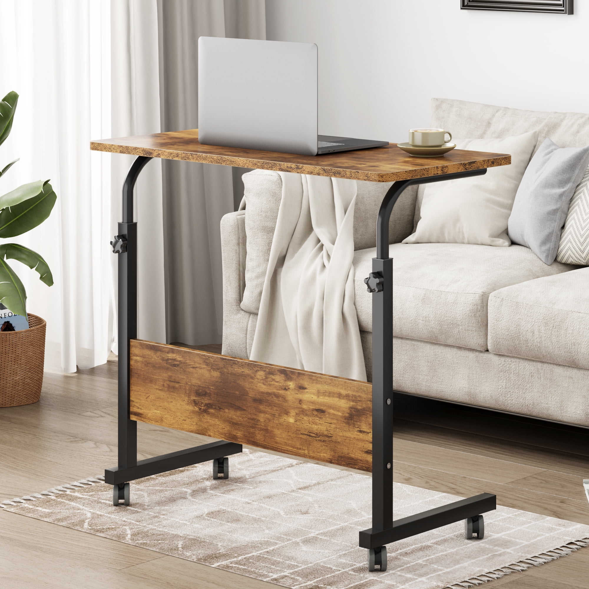 SogesPower Standing Computer Desk with Wheels, Movable Side Desk ...