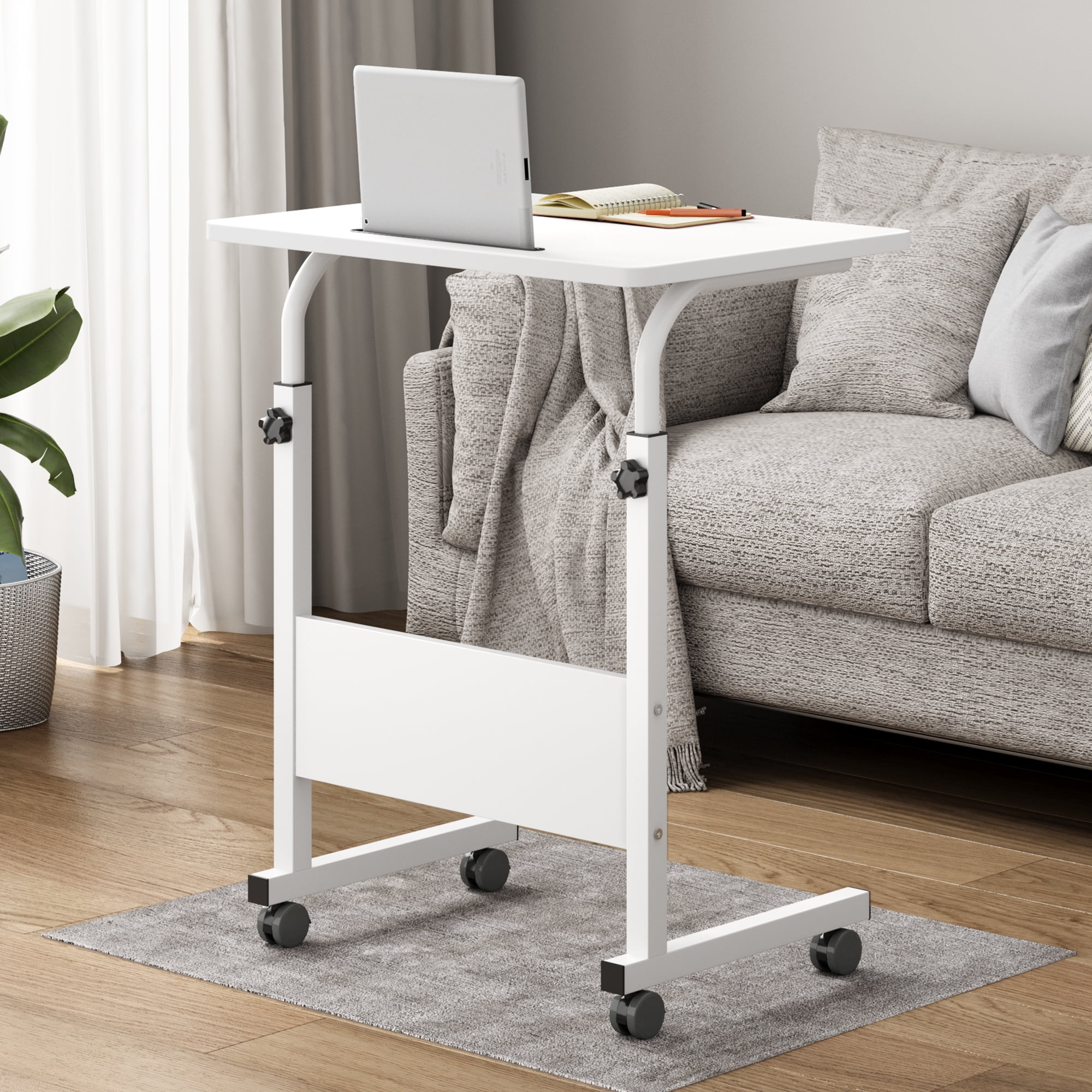 SogesPower Standing Computer Desk with Wheels, Removable Side Desk with ...