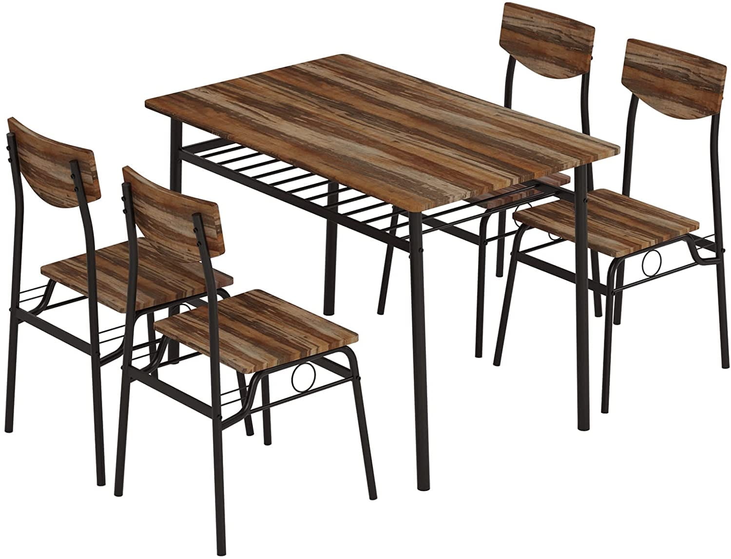 SogesPower Wood Kitchen Table Set of 5 Dining Table Set with 4 Chairs ...