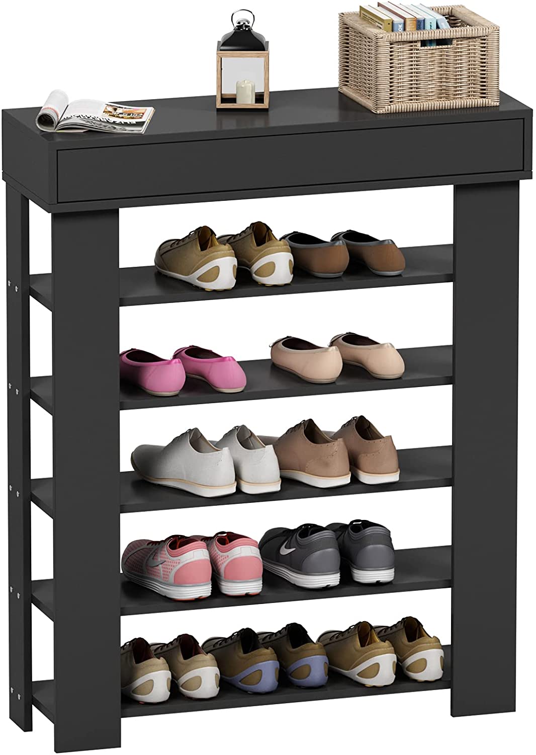 Shoe Rack Shoe Organizer Shlef w Footstool espresso finsish mdf wood ...