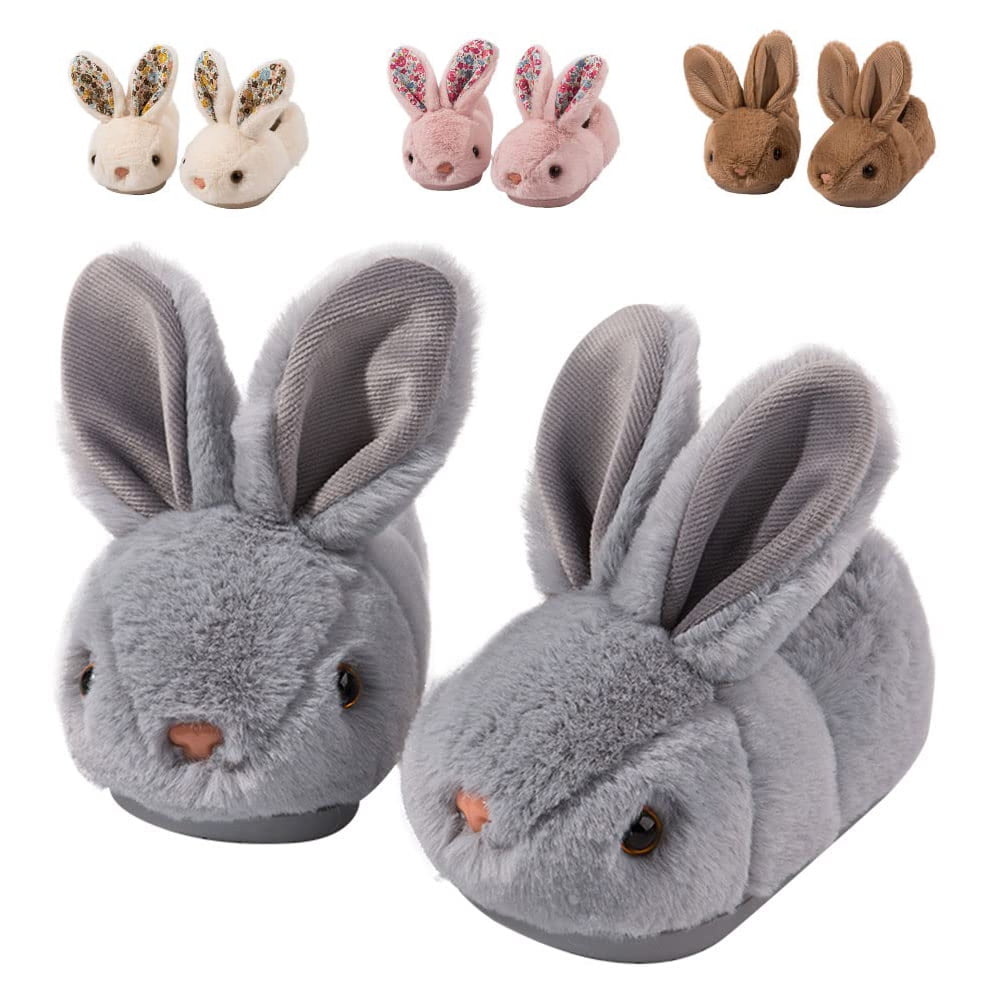 Sogetch Toddler Boys Girls Cute Bunny Slippers Kids Warm Fuzzy Bedroom ...
