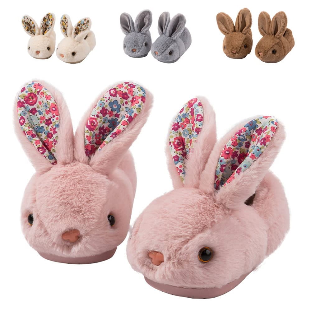 Sogetch Toddler Boys Girls Cute Bunny Slippers Kids Warm Fuzzy Bedroom ...