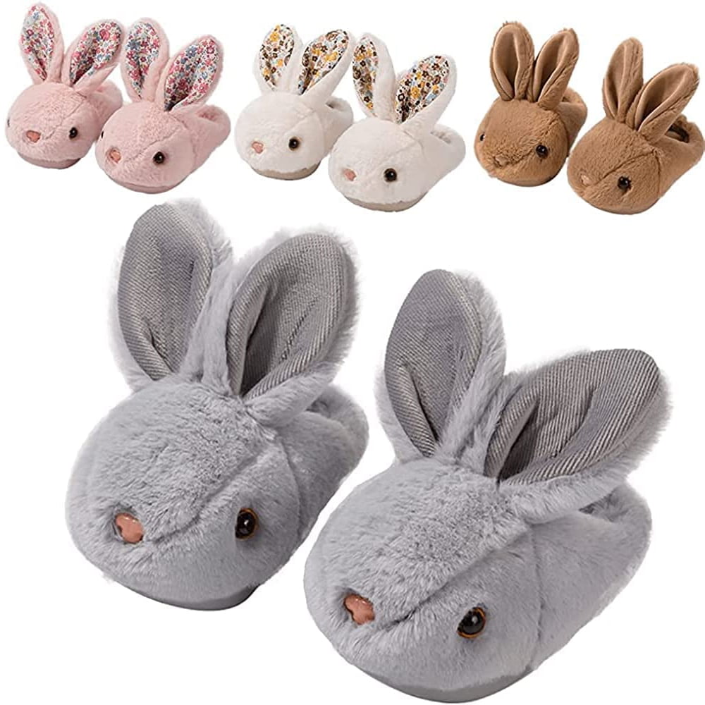 Sogetch Toddler Kids Cute Bunny Slippers Winter Fuzzy Warm Bedroom ...