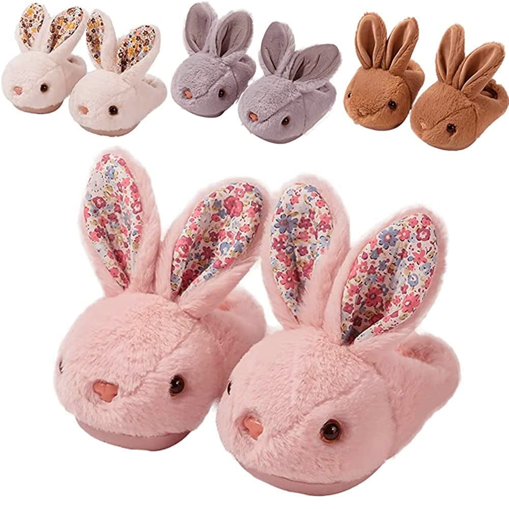 Sogetch Toddler Kids Girls Cute Bunny Slippers Winter Fuzzy Warm Soft ...