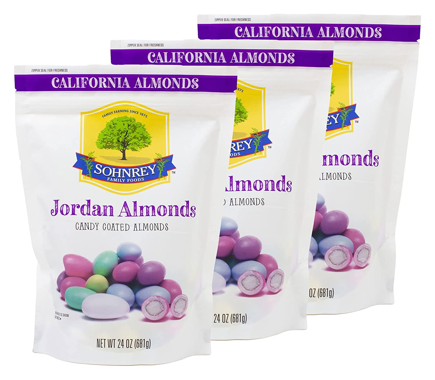 Sohnrey Family Foods 1.5 lb Bag Pastel Color Mix Jordan Almonds 3-PACK ...