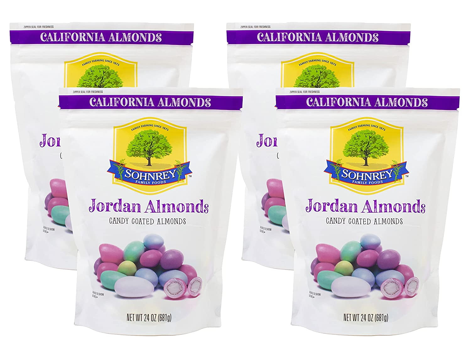 Sohnrey Family Foods 1.5 lb Bag Pastel Color Mix Jordan Almonds 4-PACK ...