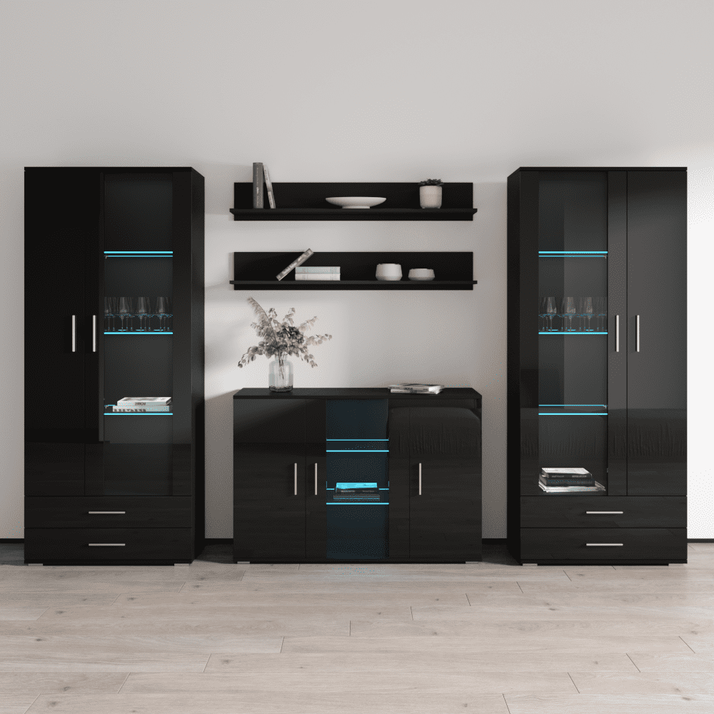 Soho 10 Modern Entertainment Center - LED Lit Wall Unit with ...
