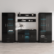 "Modica Modern 102"" Wide LED Lights Entertainment Center Wall Unit for ...