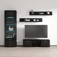 Modica Modern 102" Wide Entertainment Center Wall Unit with LED Lights ...