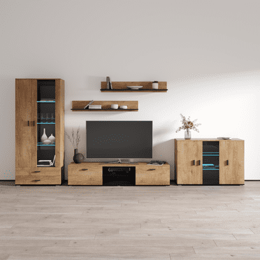 Soho 3 Modern Wall Unit Entertainment Center with 16 Color LED Lights ...