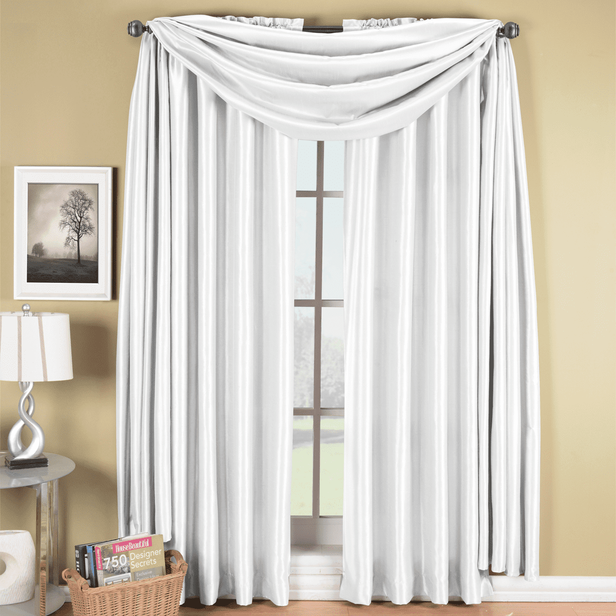 Soho Faux Silk Rod Pocket Window Treatment Panel (Single)- White ...