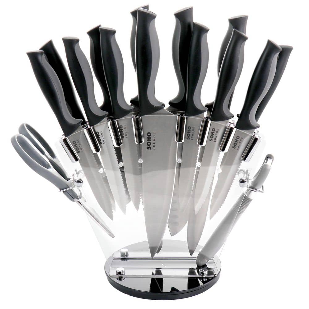 Soho Lounge 16 Piece Stainless Steel Cutlery Knife Set in Black With ...