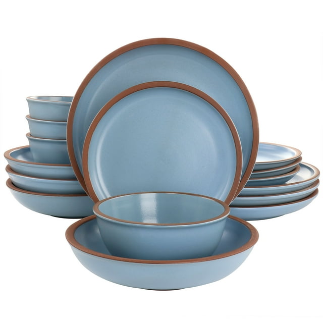 Soho Lounge Lagos 16 Piece Terracotta Double Bowl Dinnerware Set in ...