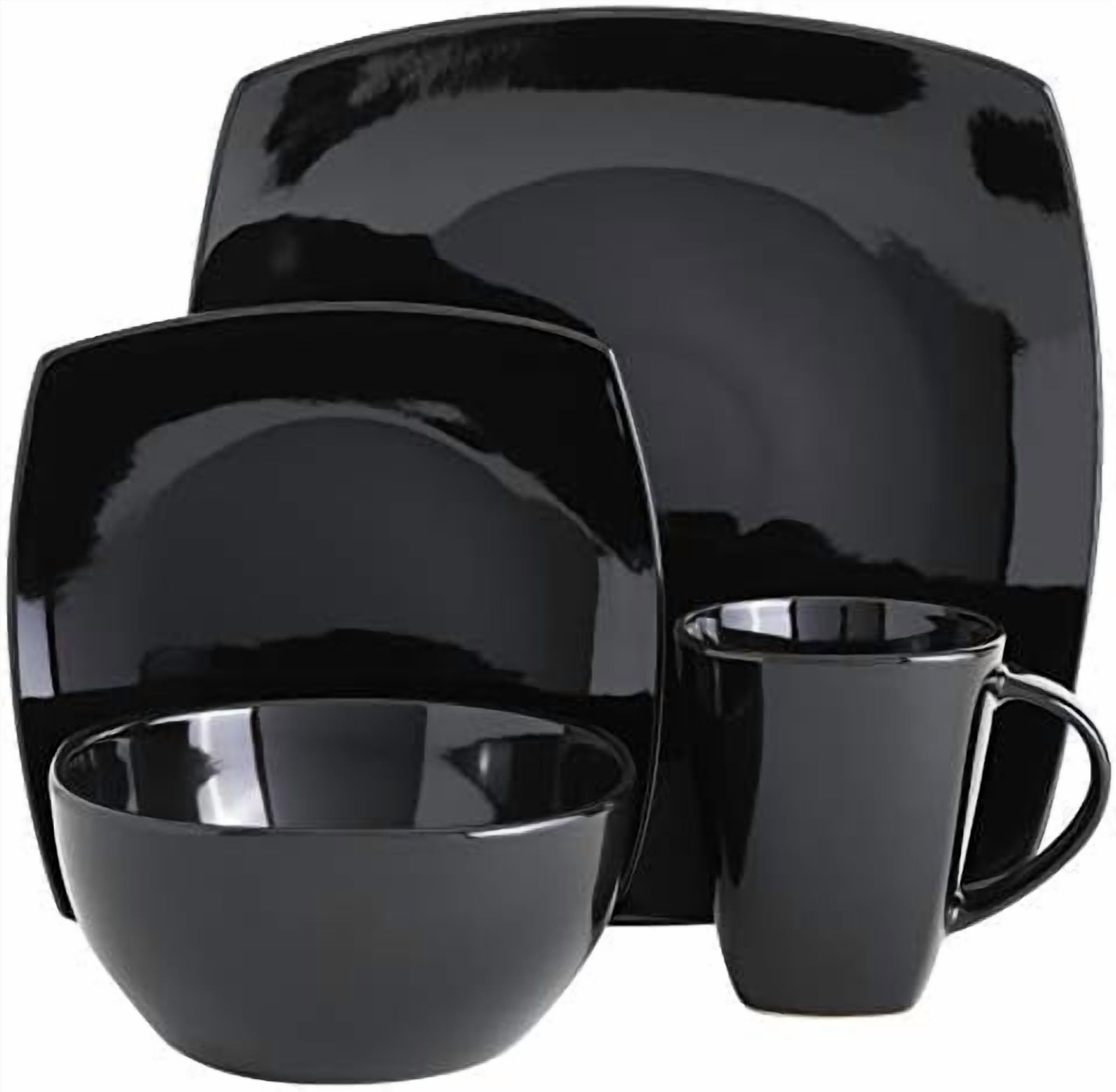 Soho Lounge Square Reactive Glaze Stoneware Dinnerware Set, Service for ...