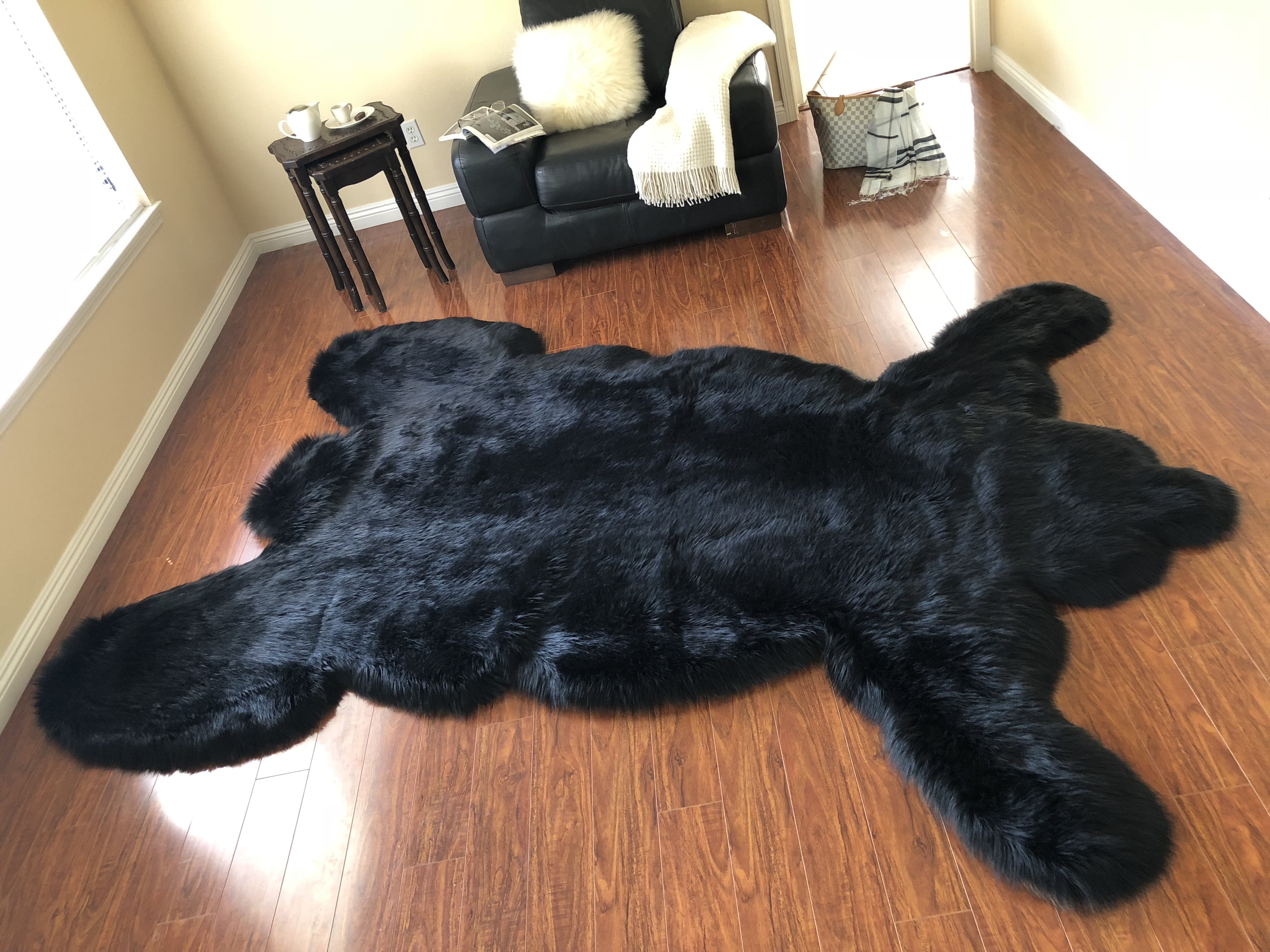 Soho Luxurious Faux Bearskin Pelt Black Shag Area Rug - Walmart.com