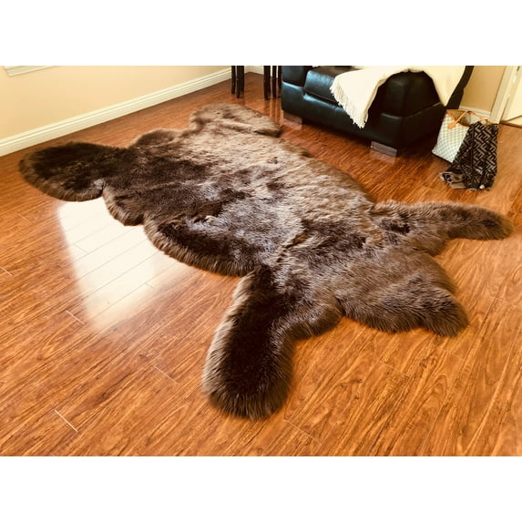 Soho Luxurious Faux Bearskin Pelt Brown Shag Area Rug - Walmart.com
