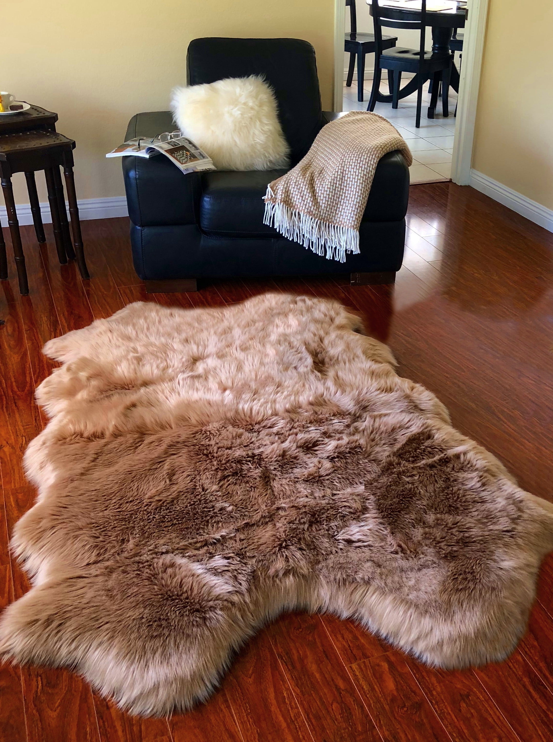 Soho Luxurious Faux Sheepskin Pelt Camel Shag Area Rug or Runner ...