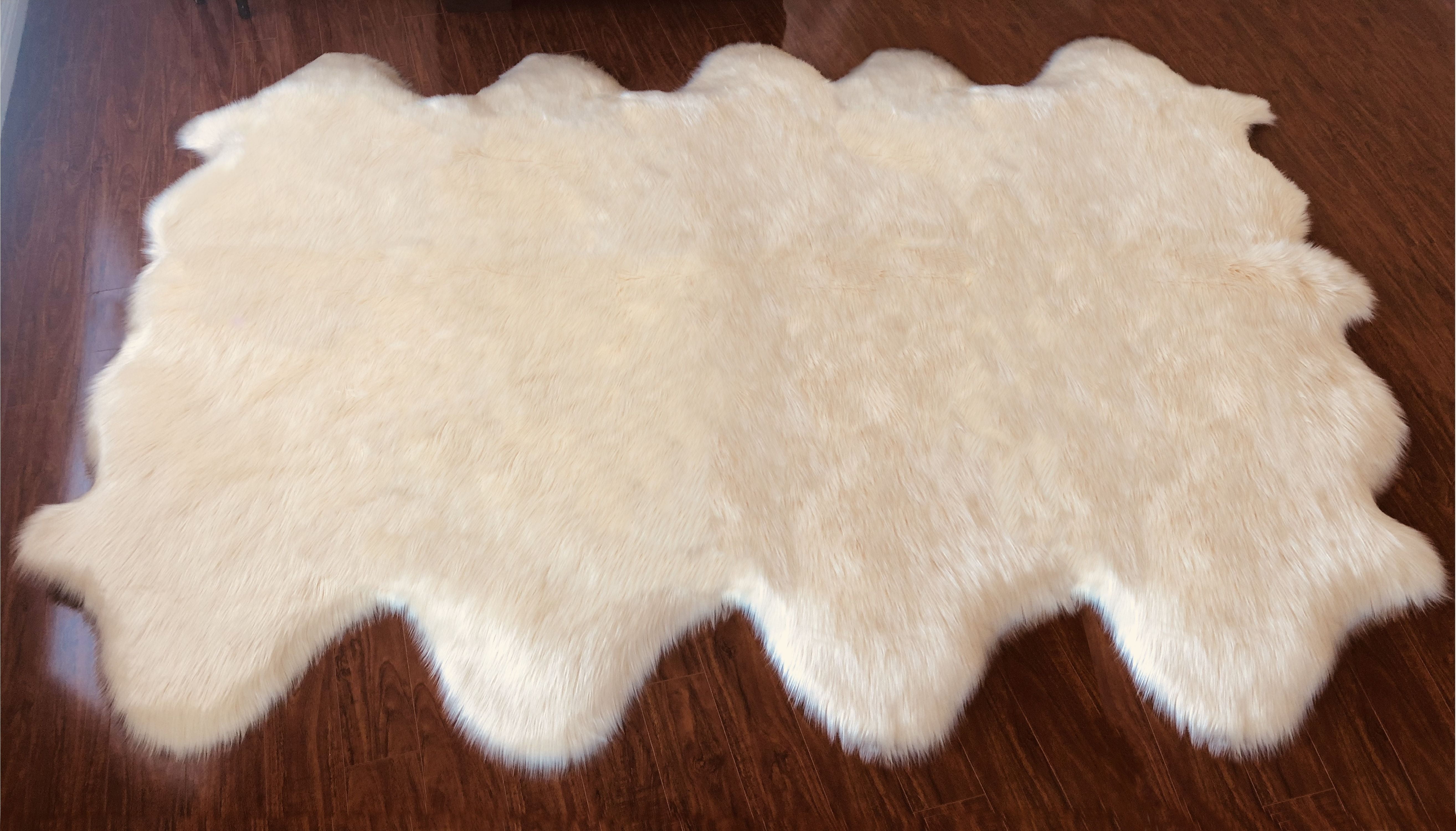Soho Luxurious Faux Sheepskin Pelt White Shag Area Rug or Runner ...