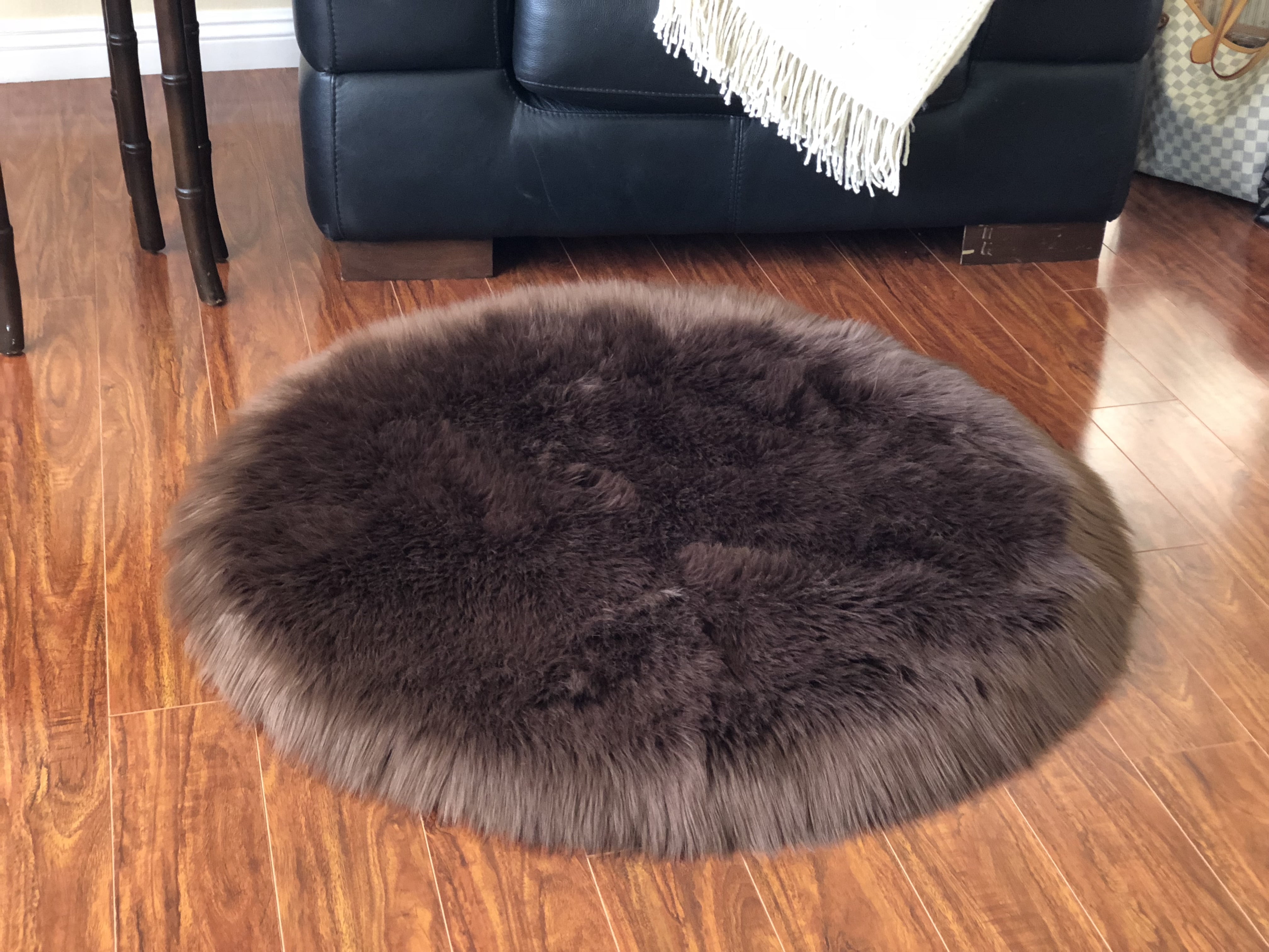 Soho Luxurious Faux Sheepskin Round Shape Brown Shag Area Rug - Walmart.com