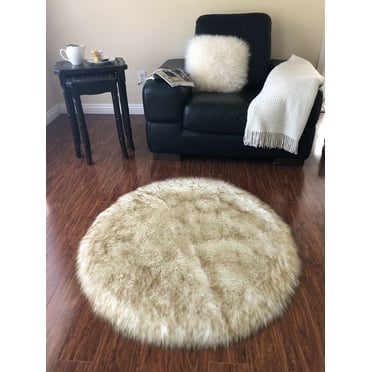 Soho Luxurious Faux Sheepskin Round Shape Brown Shag Area Rug - Walmart.com