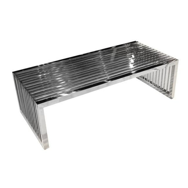 Soho Rectangular Stainless Steel Cocktail Table with Clear Tempered ...
