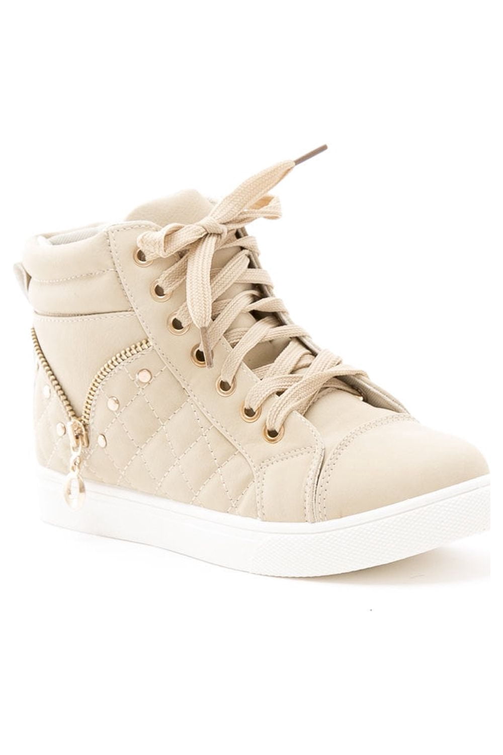 Soho Shoes Women's Leatherette Quilted Lace Up High Top Sneakers ...