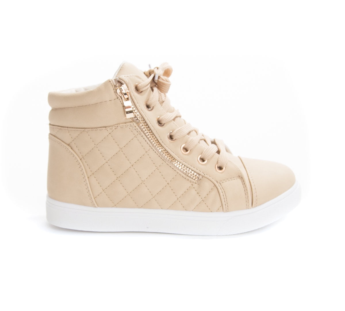 Soho Shoes Women's Leatherette Quilted Zipper Lace Up High Top Sneakers ...