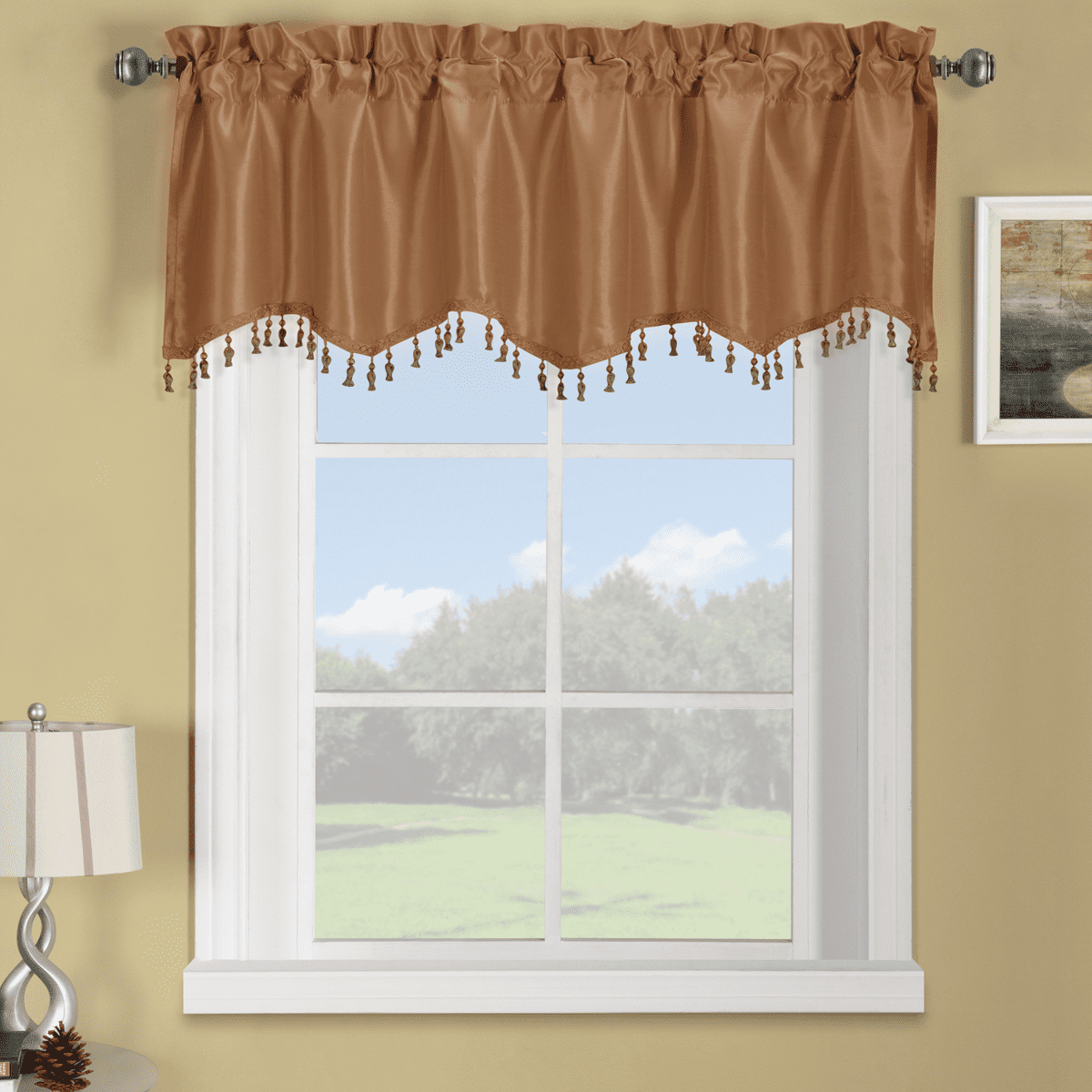 Soho Silk Straight Solid Window Curtain Valance Rod Pocket (Single ...