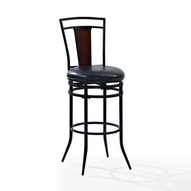 Soho Swivel Bar Stool in Black with Black Cushion - Walmart.com